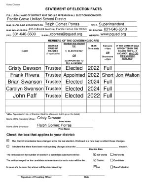 Fillable Online STATEMENT OF ELECTION FACTS Fax Email Print - pdfFiller