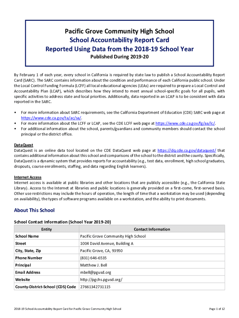 Fillable Online 2019 School Accountability Report ... - River City High ...