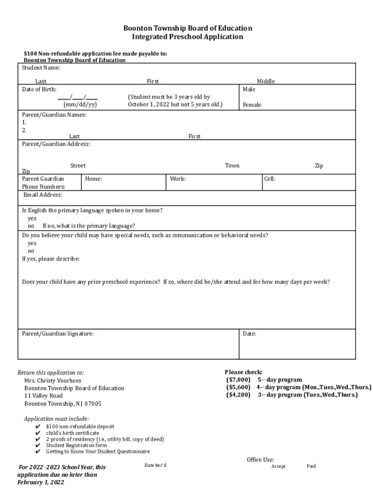 Fillable Online Preschool Program / Frequently Asked Questions Fax ...