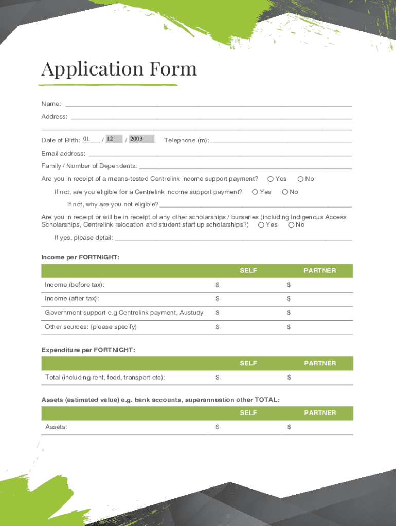 Fillable Online Scholarship Application FormThe Hope Initiative ...