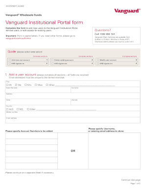 Fillable Online Vanguard Institutional Portal form. Vanguard ...