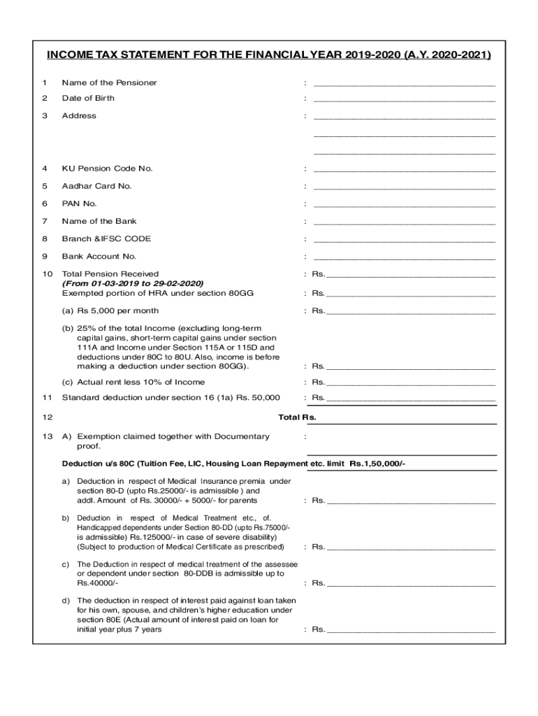 Fillable Online kakatiya ac INCOME TAX STATEMENT.p65 Fax Email Print ...