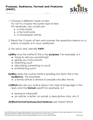 Fillable Online Purpose, Audience, Form (P.A.F) - YouTube Fax Email ...