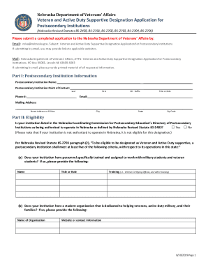 Fillable Online veterans nebraska Veteran and Active Duty Supportive ...
