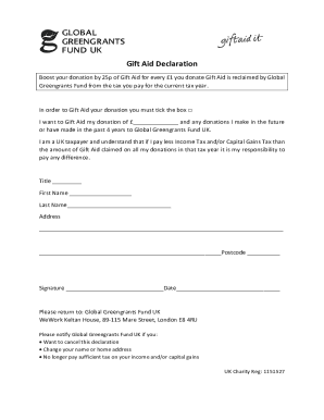 Fillable Online Claiming Gift Aid as a charity or CASC: Gift Aid ...