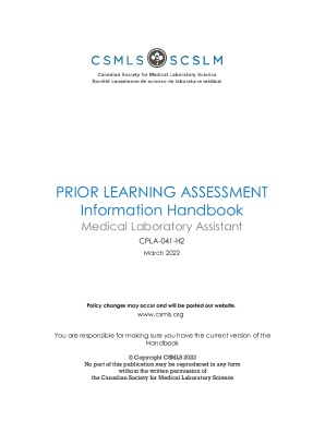 Fillable Online PRIOR LEARNING ASSESSMENT Information Handbook Fax ...