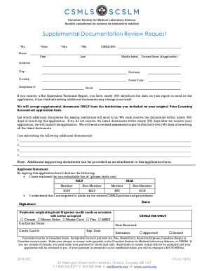Fillable Online Supplemental Documentation Review Request - CSMLS Fax Email Print - pdfFiller