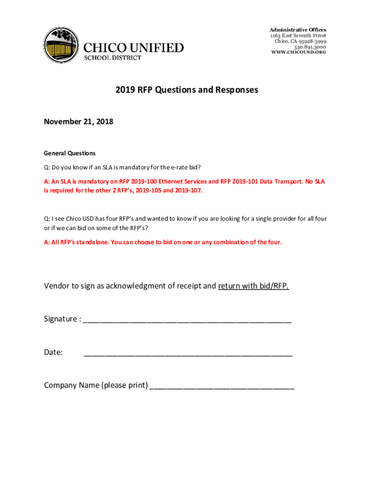 Fillable Online RFP # 20-100 Questions and Answers Fax Email Print ...