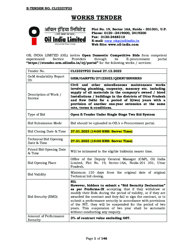 Fillable Online E-Tender no. 151 for miscellaneous worksGreater Noida Fax Email Print - pdfFiller