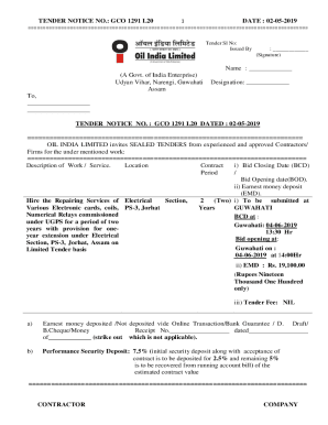 Fillable Online Tender Notice No.: GCO 2437 L20 - Oil India Limited Fax ...