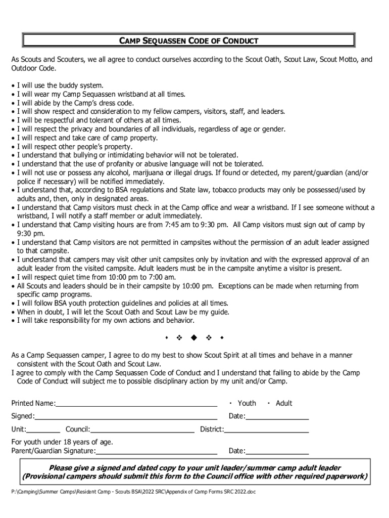 Fillable Online Scout Oath, Law, Motto, Slogan and Outdoor Code Fax ...