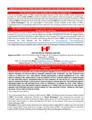 Fillable Online abridged letter of offer containing salient features of the letter ... Fax Email ...