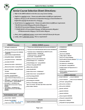 Fillable Online Choose one class from each box of required classes. Fax ...