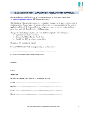 Fillable Online ibsa competition - application for sanction approval Fax Email Print - pdfFiller