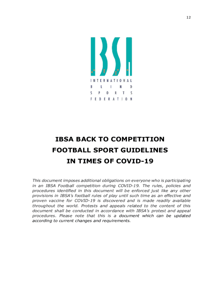 Fillable Online IBSA Blind Football back to competition sport guidelines Oct. '20 Fax Email ...