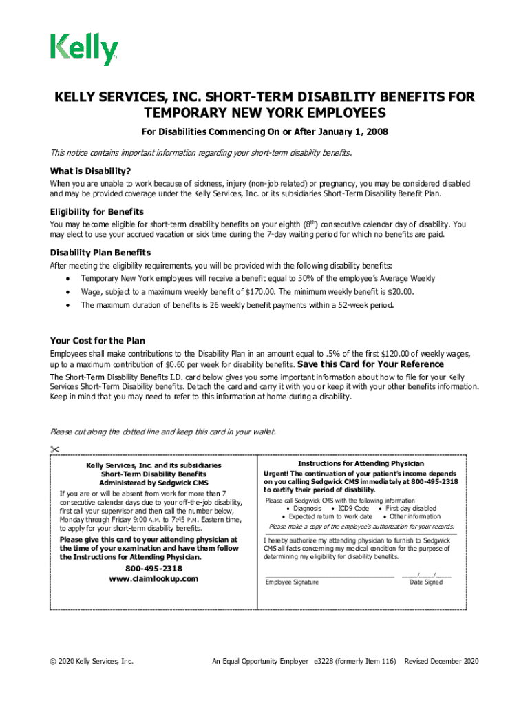 Fillable Online Short-Term Disability Benefits for Temporary Employees ...