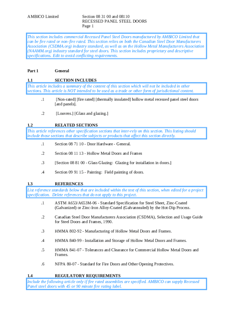 Steel Security Doors and Frames - Sweets Construction Doc Template ...