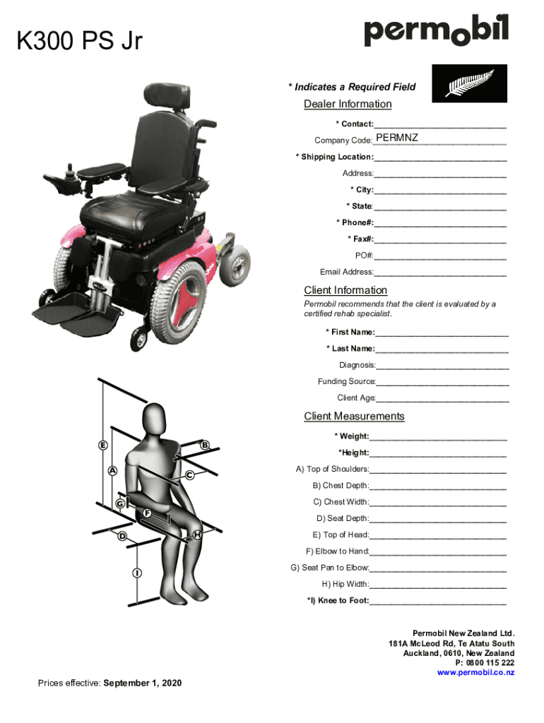 Fillable Online k300 ps jr. pediatric power wheelchair Fax Email Print ...