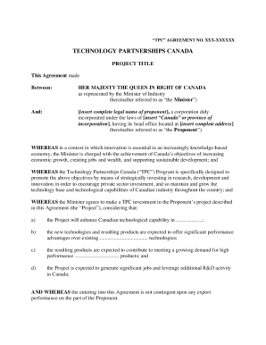 Fillable Online TPC AGREEMENT NO Fax Email Print - pdfFiller