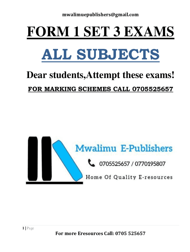 Fillable Online download free form three exams and marking schemes for ...