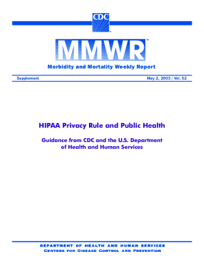 Fillable Online HIPAA privacy rule and public health; guidance from CDC ...