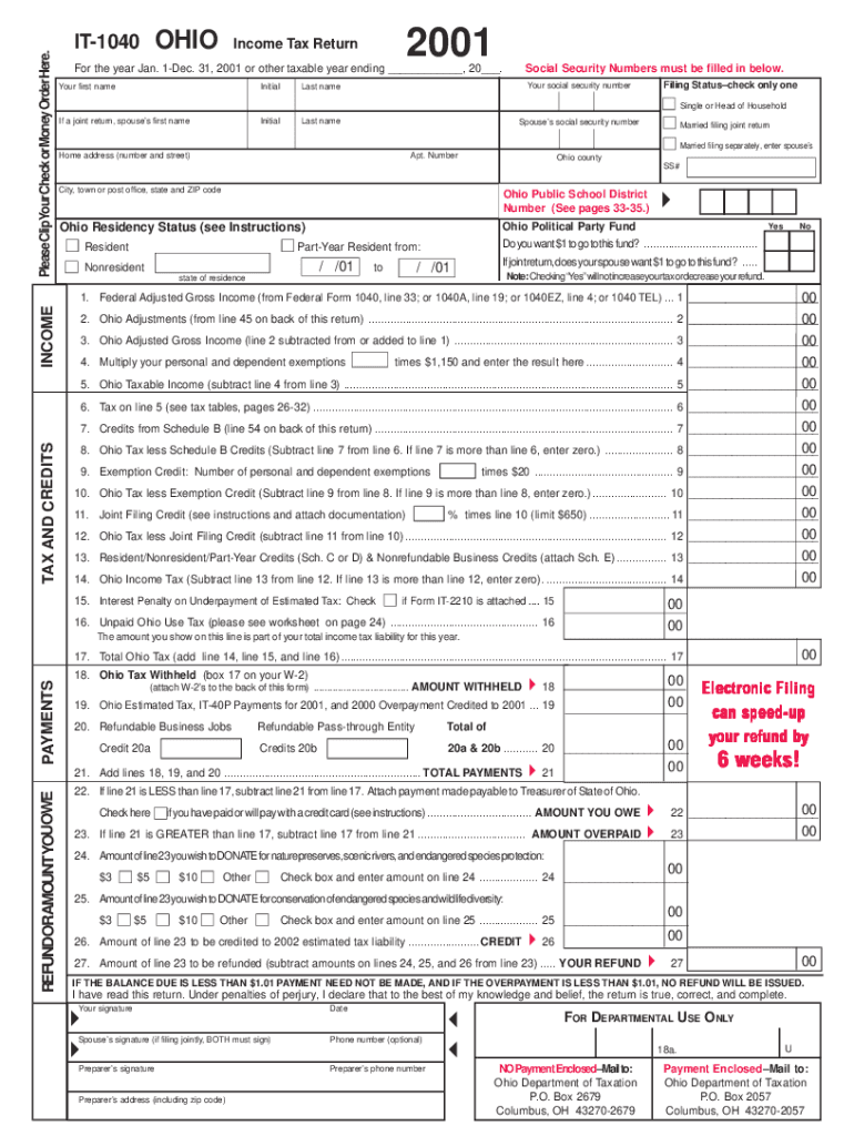 Fillable Online tax ohio If a joint return, spouses first name Fax ...