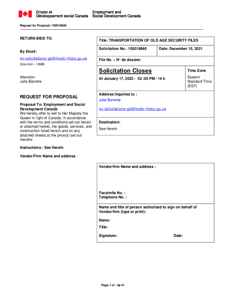 Fillable Online This Request for Proposal does not contain any security ...