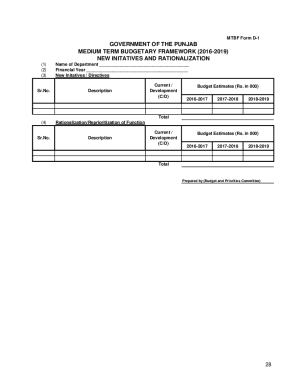 Fillable Online finance punjab gov MTBF Form D-1 - Punjab Finance ...