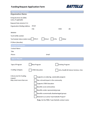 Fillable Online Funding Request Application Form Fax Email Print ...