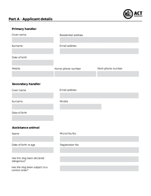 Fillable Online Assistance animal application form Fax Email Print - pdfFiller