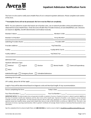 Fillable Online Behavioral Health Inpatient Notification Form Request ...