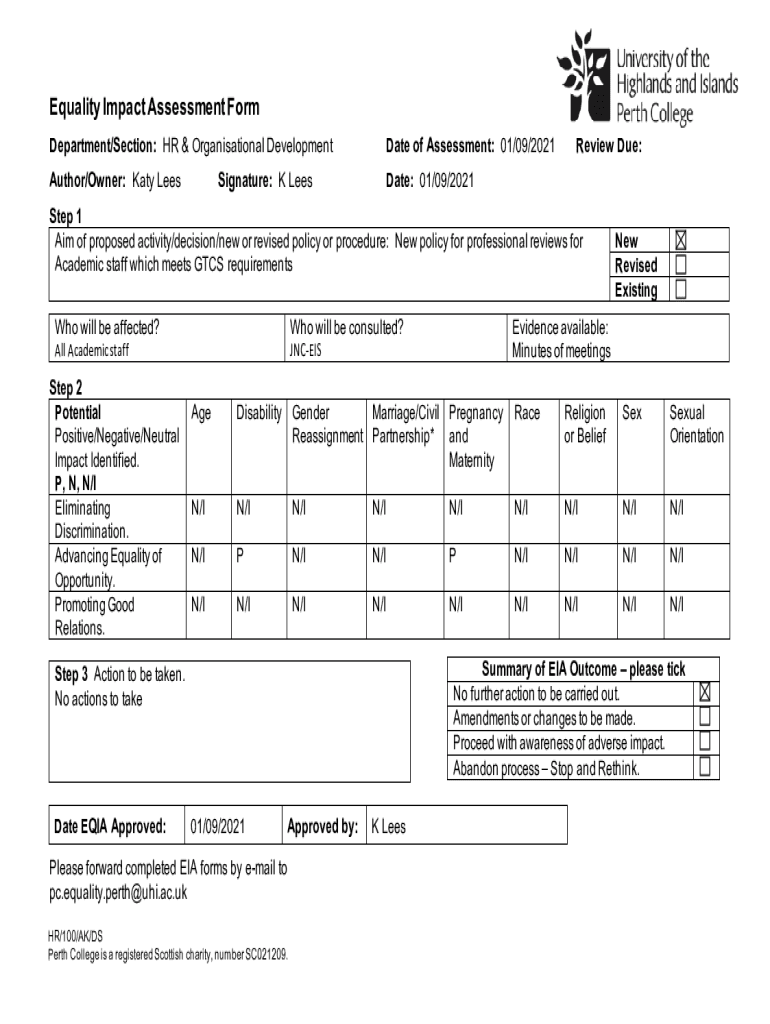 Fillable Online Equality Impact Assessment (EIA) Template - GOV.WALES Fax Email Print - pdfFiller
