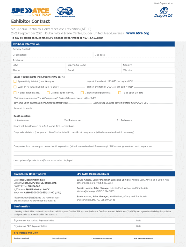 Fillable Online About SPE Annual Technical Conference and Exhibition ...
