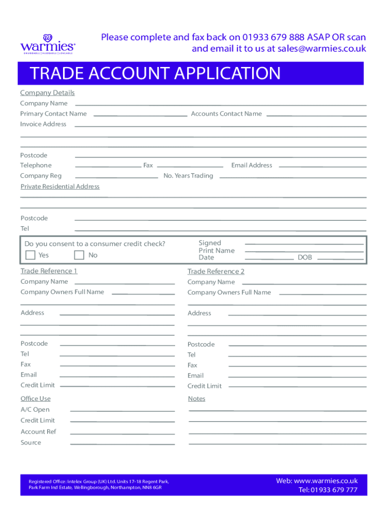 Fillable Online Trade Application Form - Website Fax Email Print - pdfFiller