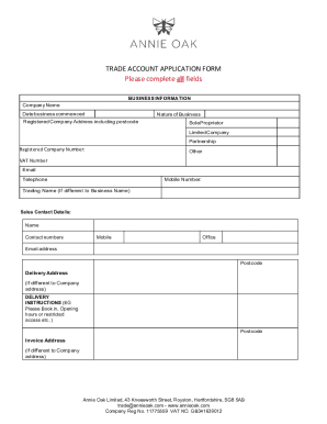 Fillable Online Company Account Application Form Fax Email Print - pdfFiller