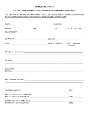 Fillable Online TUTORIAL FORM Fax Email Print - pdfFiller