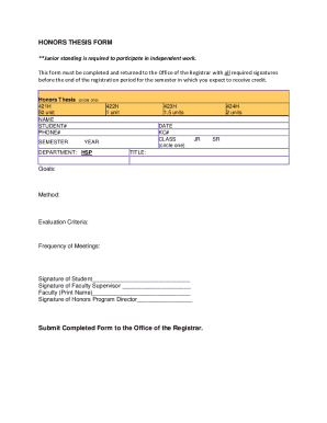 Fillable Online Honors Thesis Form Fax Email Print - pdfFiller