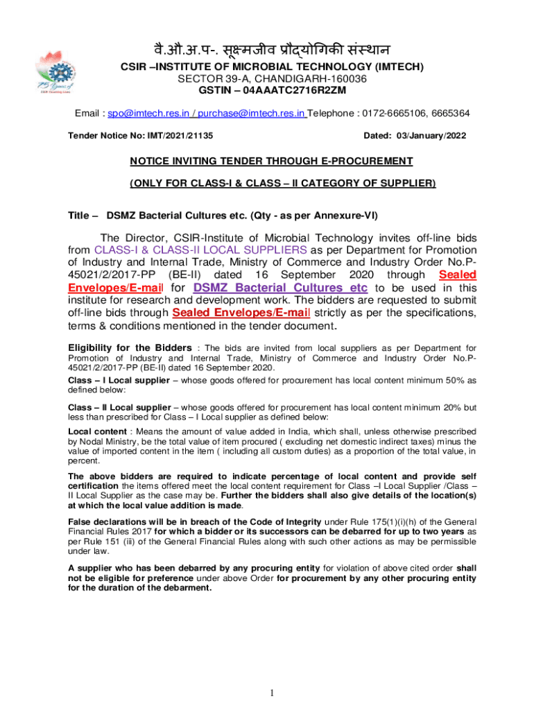 Fillable Online institute of microbial technology - CSIR-IMTech Fax ...