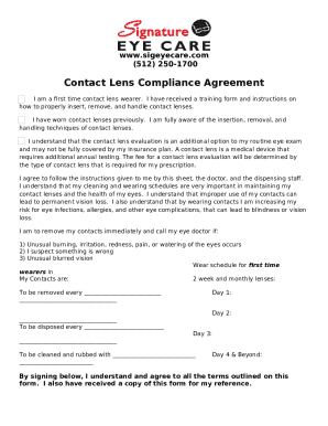 Contact Lens Compliance Agreement - Signature Eye Care Doc Template ...