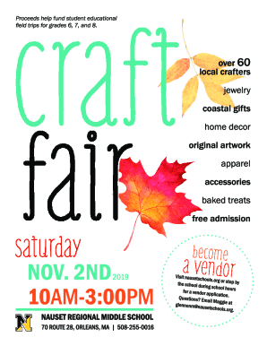 Fillable Online Nauset Middle School Craft Fair - Orleans, Cape Cod ...