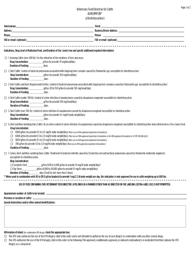 Fillable Online Veterinary Feed Directive for Cattle - Sweetlix Fax ...