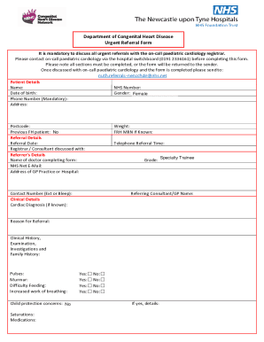 Fillable Online Department of Congenital Heart Disease Urgent Referral ...