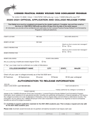 Fillable Online 20202021 LPN Official Application and College Release ...