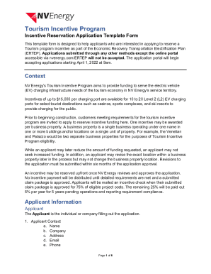 Fillable Online Tourism Incentive Reservation Application Template Form ...