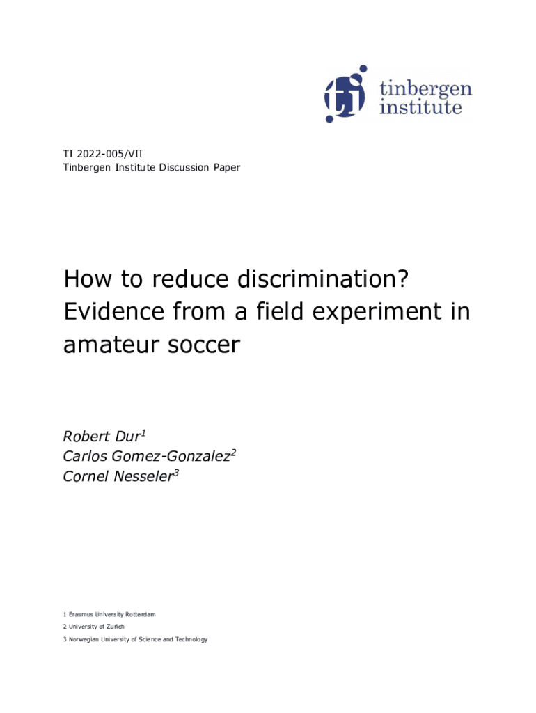 Fillable Online How to reduce discrimination? Evidence from a field ...