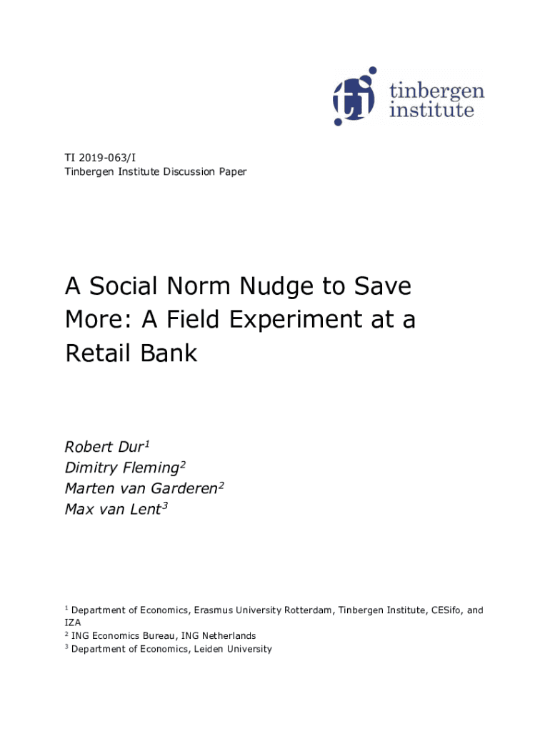 Fillable Online A Social Norm Nudge to Save More: A Field ... - CESifo ...