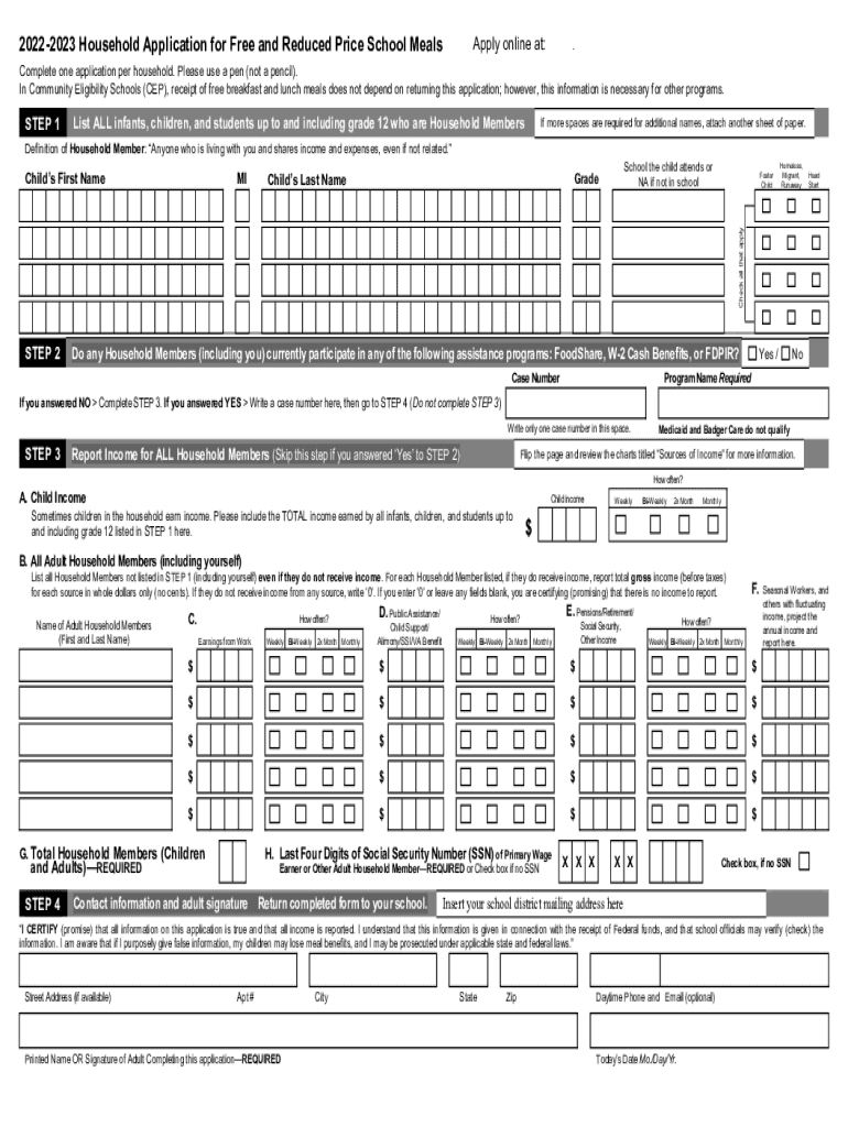 Fillable Online free-reduced-meal-application 2223 Fax Email Print ...