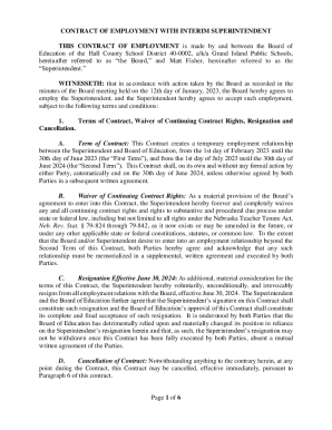 Fillable Online contract of employment with interim superintendent Fax ...