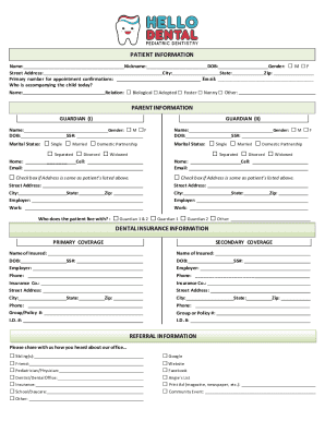 Fillable Online New Patient Forms - Dental Care 4 Kids Fax Email Print ...