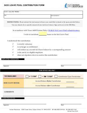 Fillable Online Sick Leave Pool or Family Leave Pool Donation Form Fax ...